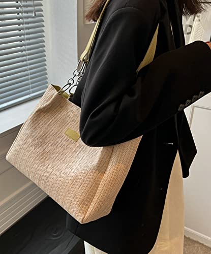 Woven Straw Bag Summer Women Large Fashion Shoulder Bag Casual Beach Travel Students Tote Bag