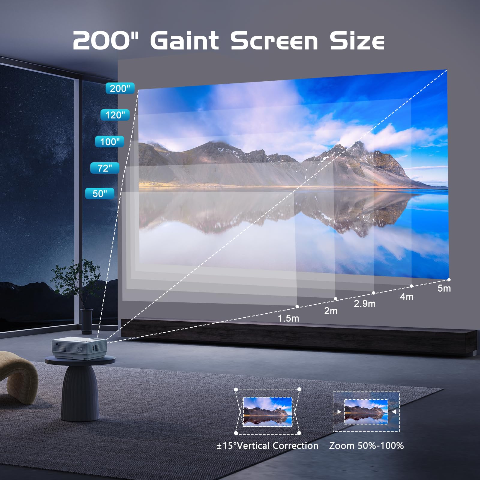 2023 Upgraded Mini Projector with Bluetooth and Projector Screen, Full HD 1080P Supported Portable Video-Projector, Home Theater Movie Projector Compatible with HDMI,VGA,USB,AV,Laptop,Smartphone