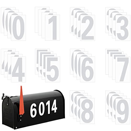 Reflective Mailbox Numbers for Outside, 4 Sets Large 4 inch 0-9 Self Adhesive Address Numbers for House Doors (4 inch, Silver)