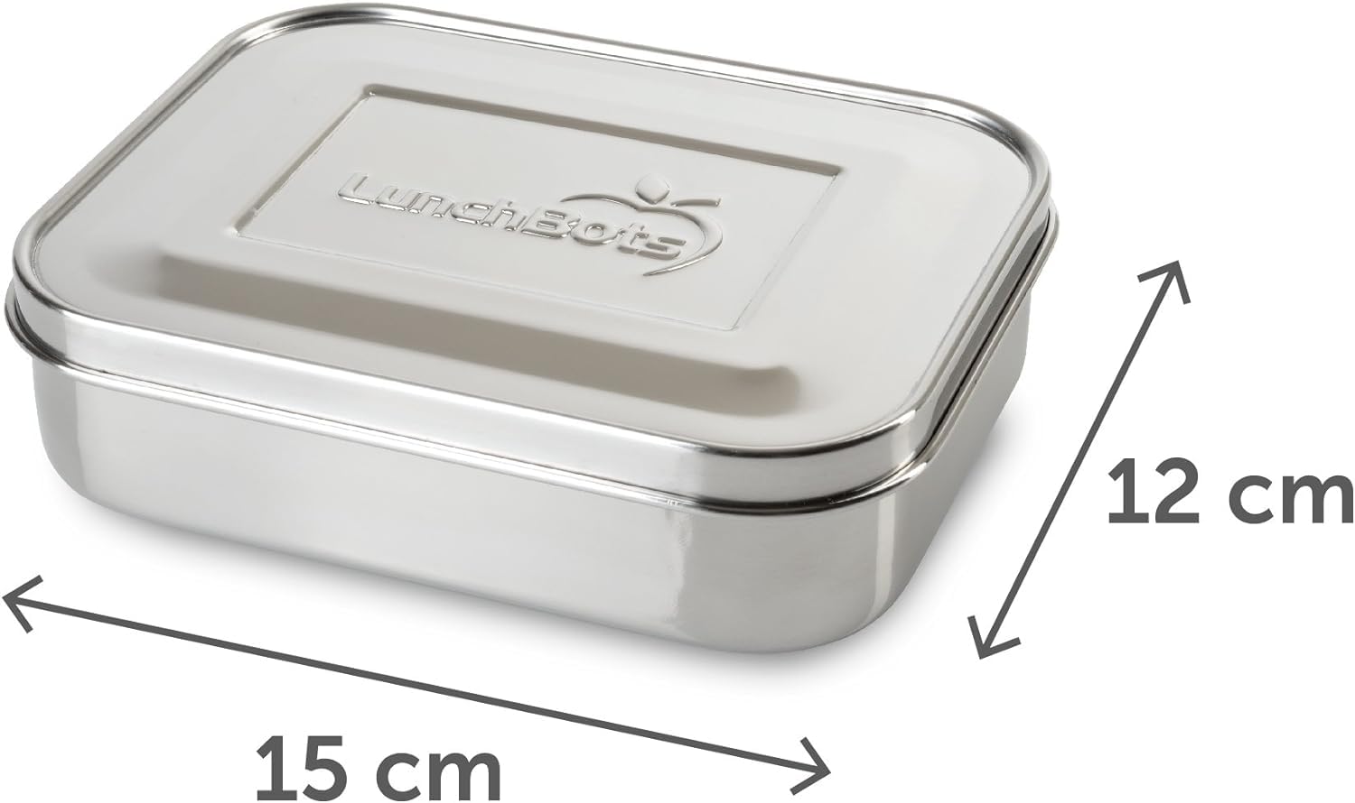 LunchBots Medium Duo Snack Container - Divided Stainless Steel Food Container - Two Sections for Half Sandwich and a Side - Eco-Friendly - Dishwasher Safe - Stainless Lid - All Stainless Steel