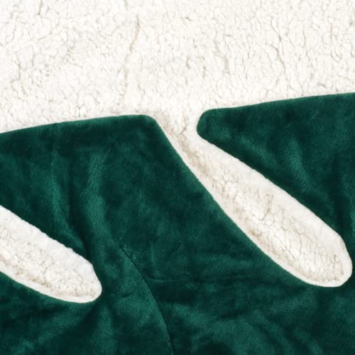 FrecklePot Giant Monstera Leaf Flannel Sherpa Fleece Throw Blanket Quilted Large Velvet Tropical Plant 2m x 2m