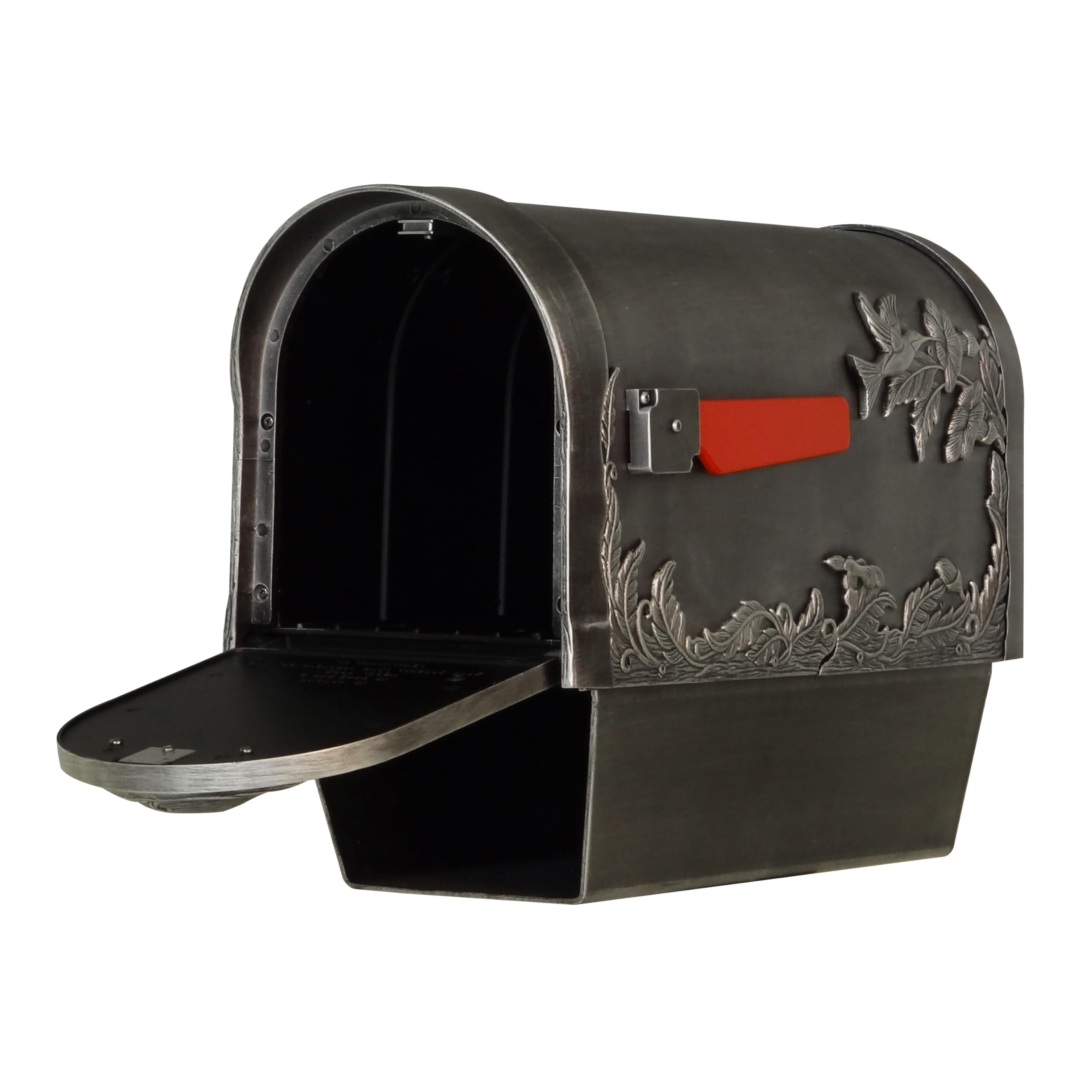 Special Lite Hummingbird Curbside Mailbox with Paper Tube - Swedish Silver Aluminum Mailbox for Post Mount - SCB-2005-SW