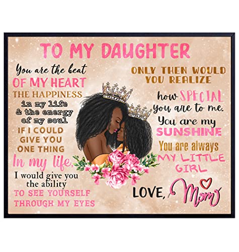 Black Mother Daughter Wall Art - African Americans Black women Wall Art & Decor - Baby shower Gift - Nursery Wall Art - Pink Girls Room Girls Bedroom Wall Art - To My Daughter Poster 8x10 UNFRAMED