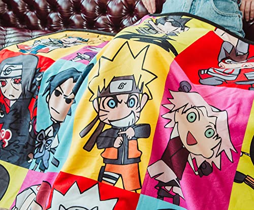 Naruto: Shippuden Character Collage Fleece Throw Blanket With Sherpa Backing | Plush Soft Cover For Sofa and Bed