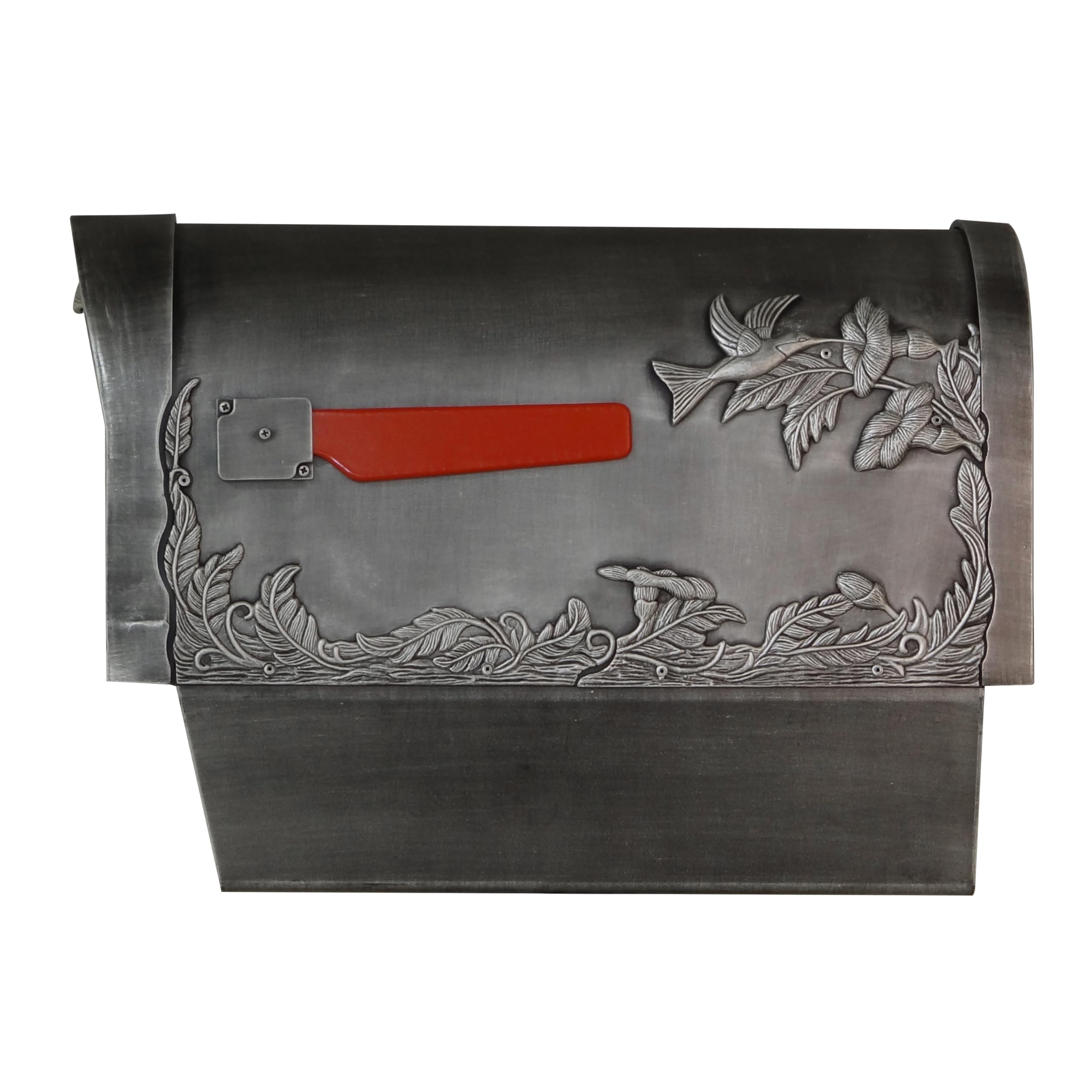 Special Lite Hummingbird Curbside Mailbox with Paper Tube - Swedish Silver Aluminum Mailbox for Post Mount - SCB-2005-SW