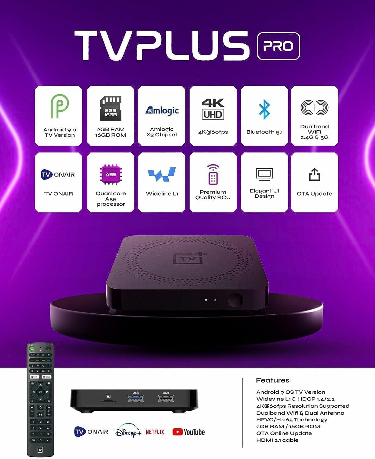 2023 Tv Plus Pro Android Box with Dual Band 5G WiFi Gigabit LAN Box 2 GB ram, 16 Storage Better Than mag 540w3 and mag 524w3- TVplus pro ...by Meentek...…