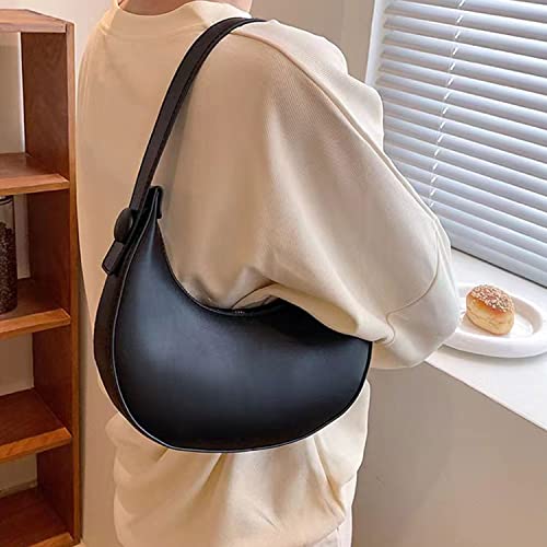 Saddle Bag Black Shoulder Bag For Women,Mini Purse Crescent Bag Black Retro Classic Purse For Girl,Clutch Shoulder Tote Handbag With Zipper