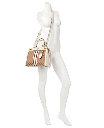 GUESS Katey Luxury Satchel, Latte Logo/Stone