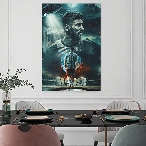 Kroity Football Stars Messi Canvas Poster Art Wall Decor (Unframed) (30cm×45cm) (12in×18in) for Living Room