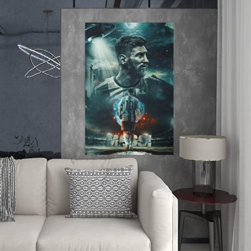 Kroity Football Stars Messi Canvas Poster Art Wall Decor (Unframed) (30cm×45cm) (12in×18in) for Living Room