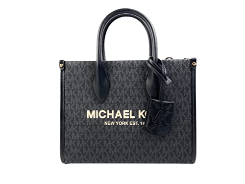 Michael Kors Mirella Small Tote Crossbody Bag in Black Signature