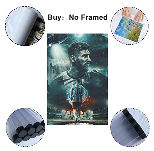 Kroity Football Stars Messi Canvas Poster Art Wall Decor (Unframed) (30cm×45cm) (12in×18in) for Living Room