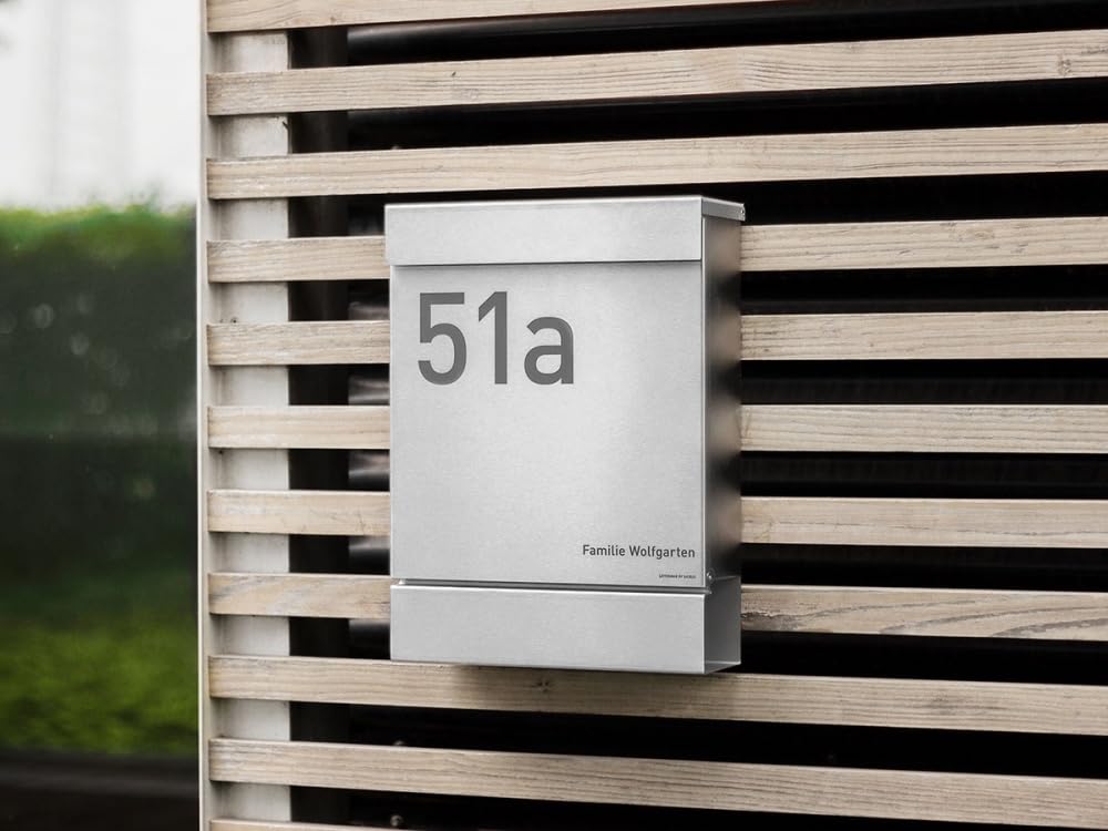 Radius Design Letterman M Wall Mount Modern Design Mailbox Stainless Steel