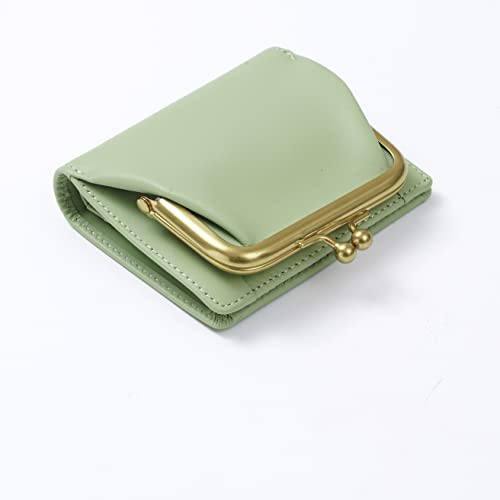 Cockatoo Womens Wallet, Nappa Leather Bifold Small Ladies Purse with Kiss-Lock Coin Pocket and ID Window (Nile Green)