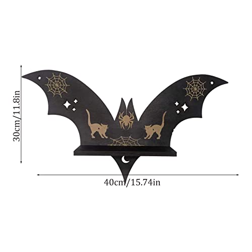 suyam Crystal Display Shelf,Bat Crystal Shelf Wooden Floating Shelf | Wall Hanging Crystal Holder Stand Decor for Crystals Stones Essential Oils Display