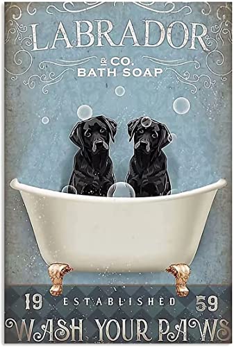 Black Labrador Metal Tin Sign Black Labrador Co.Bath Soap Funny Poster Cafe Living Room Bathroom Kitchen Home Art Wall Decoration Plaque Gift