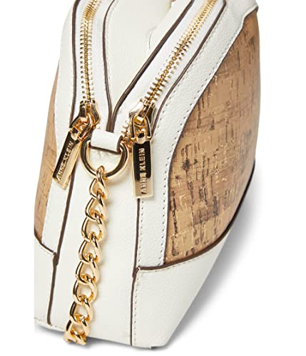 Anne Klein Triple Compartment Crossbody, Anne White/Cork