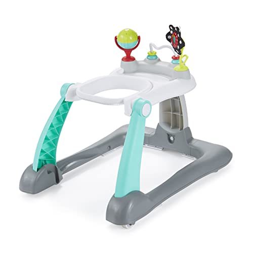 Kolcraft Tiny Steps 2-in-1 Infant and Baby Activity Baby Push Walker Foldable with Wheels, Seated or Walk-Behind for Baby Girl or Boy - Bubbles