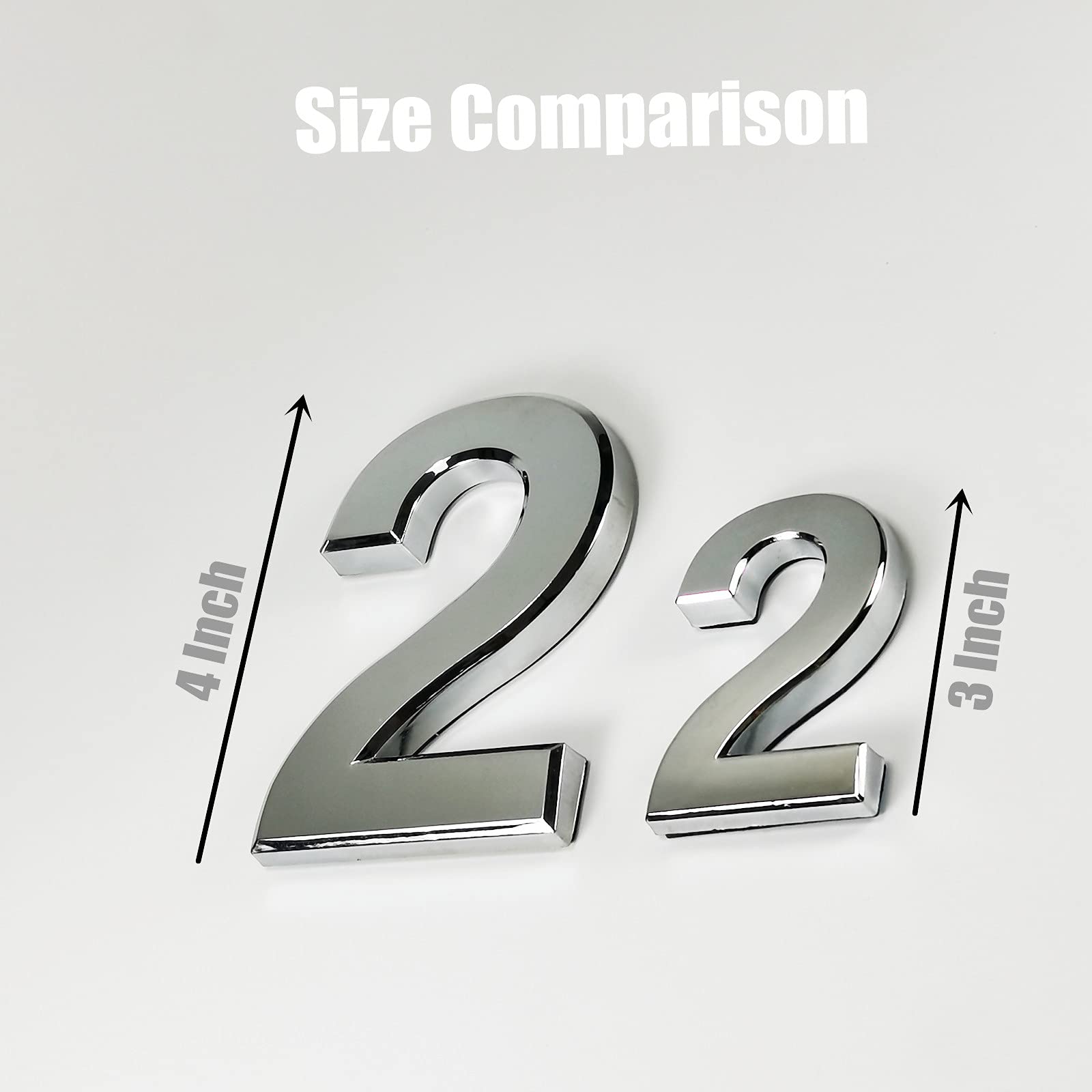 4 Inch Mailbox Numbers 2, Door Address Number Stickers 0-9 for House/Apartment/Floor, Bronze/Silver, by Hopewan. (2, Silver)