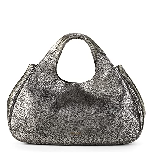 The Sak Rylan Mini Satchel in Leather, Convertible Purse with Adjustable Crossbody Strap, Dark Silver