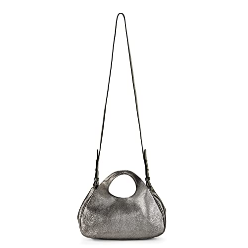 The Sak Rylan Mini Satchel in Leather, Convertible Purse with Adjustable Crossbody Strap, Dark Silver