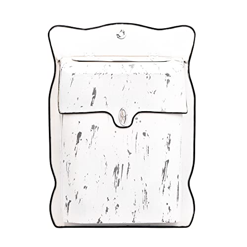 SDlumeiy Vintage Wall Mount Mailbox, Vintage Mailbox, Outdoor Metal Mailbox, Vertical Wall Mount Mailbox 10.2Lx3Wx14.2H inches (White)