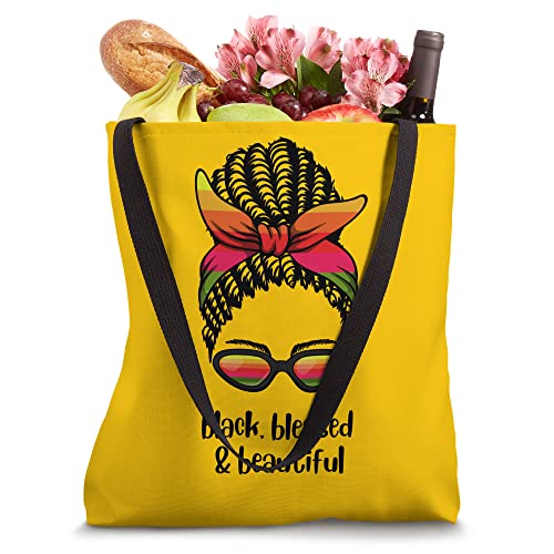 Black History Month, Blessed & Beautiful Black Woman Braids Tote Bag