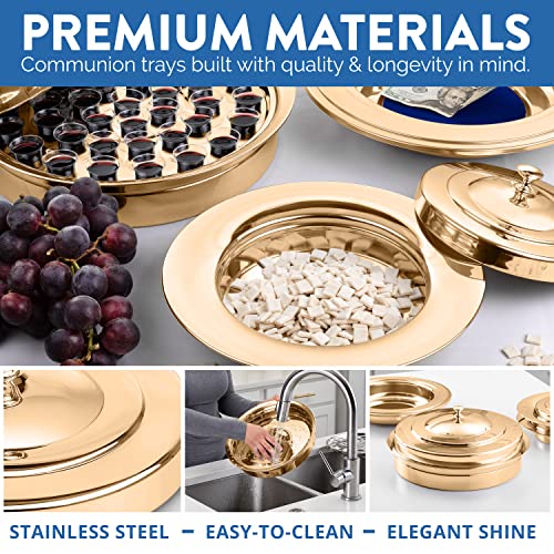 Steadfast Selections - (Cup Tray) Premium Gold Communion Trays for Churches | Communion Set | Communion Plates for Church | Communion Tray Set | Communion Supplies | Church Communion Ware