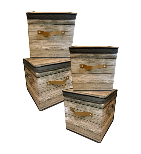 KaleaBoutique KB Cube Collapsible Multi-Use Storage Bins with Lids, Foldup Cloth and Home Décor Storage Caddy Box, Closet Organizers Storage, Bedroom, Laundry Room Bins, Office Home Storage Bins