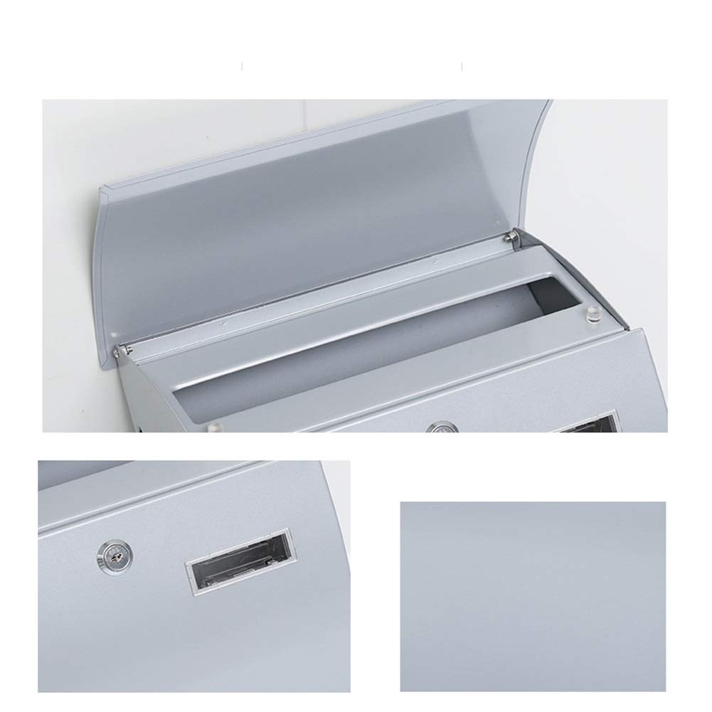 Mailboxes for Outside Mailbox Wall Mount Post Box European Villa Home Wall-Mounted Mailbox Outdoor Garden Waterproof Newspaper Box Creative Circular Simple Letterbox Silver