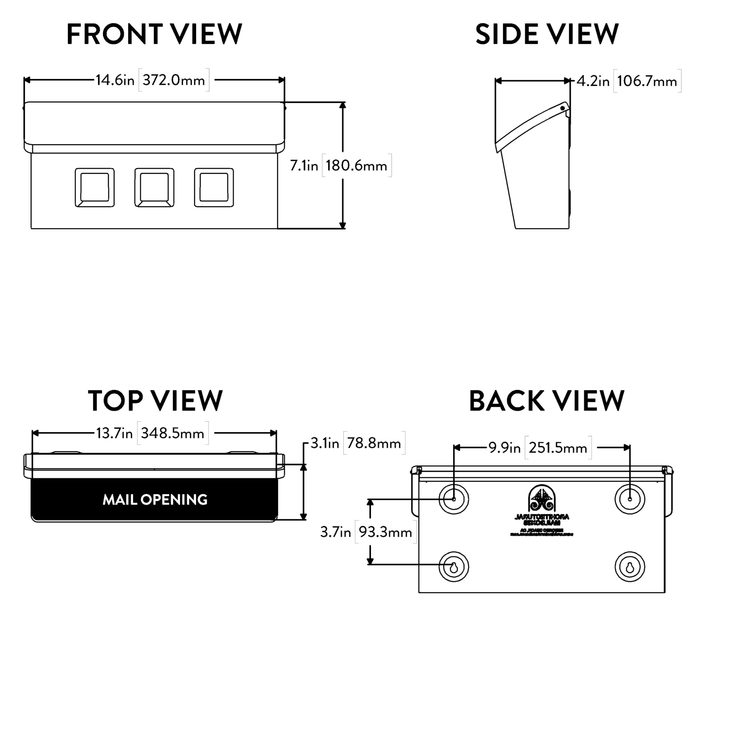Architectural Mailboxes Wayland Galvanized Steel Wall Mount Mailbox, 2689W-10, White, Small Capacity