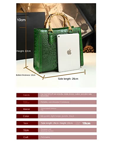DDQYYSPP Crocodile Pattern Leather Women's Bag Bamboo Top-Handle Satchel Handbags Portable Tote Bag Shoulder Messenger Bags