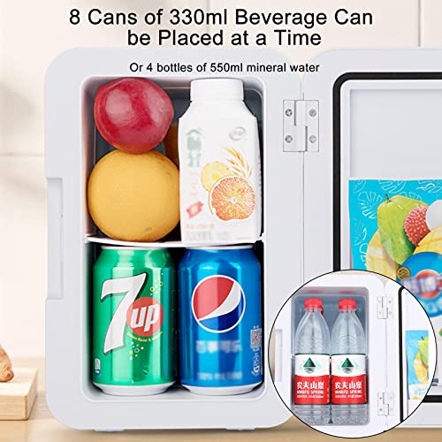 ZHENROAD Mini Fridge, 8L/8 Can Skincare Fridge, Portable 110V AC/ 12V DC Cooler and Warmer Refrigerators for Beverage, Cosmetics, Office Bedroom, Desk & College Dorm Room(White)