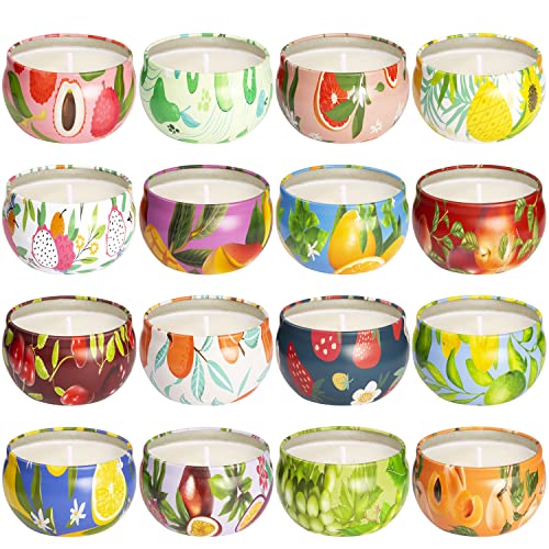 16 Pack 2.5OZ Soy Candles for Home Scented - Fruit Odor Highly Fragranced Candle, Aromatherapy Candle Gift Set for Women Birthday Mother's Thanksgiving Day Present