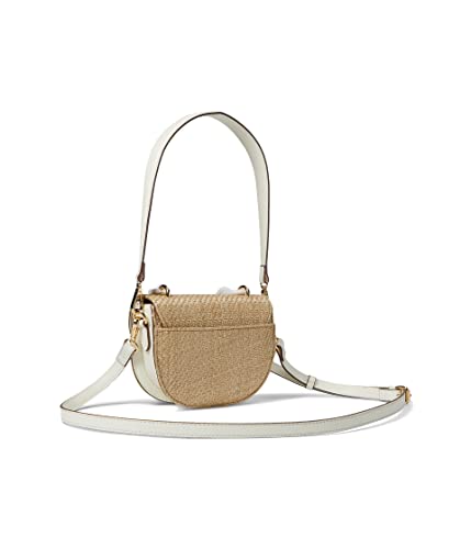 Anne Klein Mini Convertible Shoulder Bag with Resin Chain, Straw Weave/Anne White/Anne White