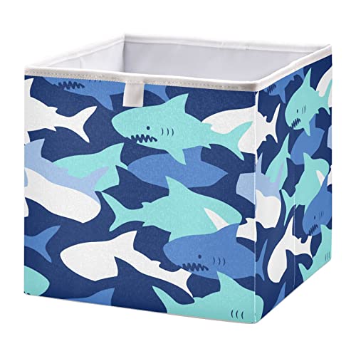 xigua Shark Rectangle Storage Bin Large Collapsible Storage Box Canvas Storage Basket for Home,Office,Books,Nursery,Kid's Toys,Closet
