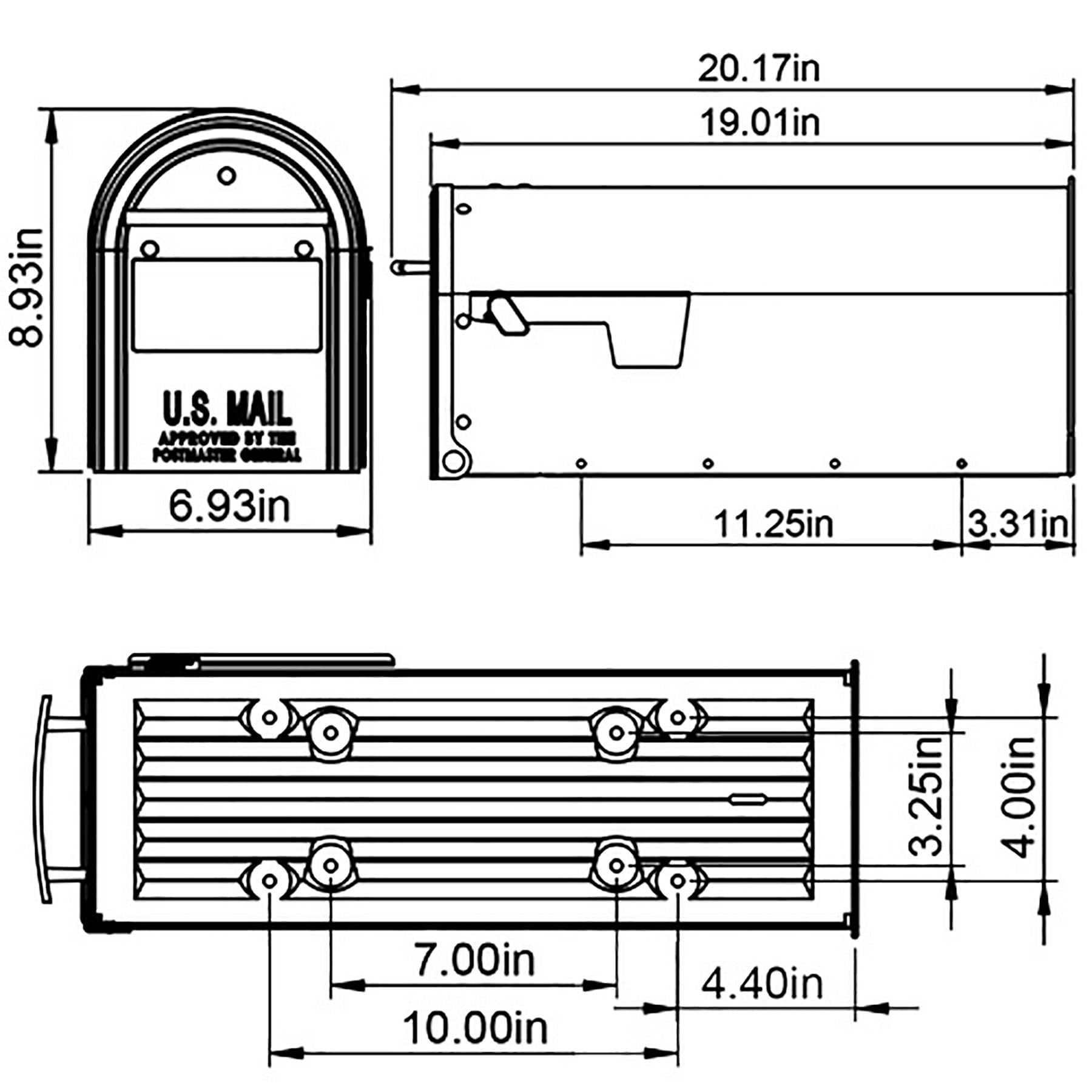 Architectural Mailboxes Franklin Post Mount Mailbox, Black with Silver Accents, FM110BEC