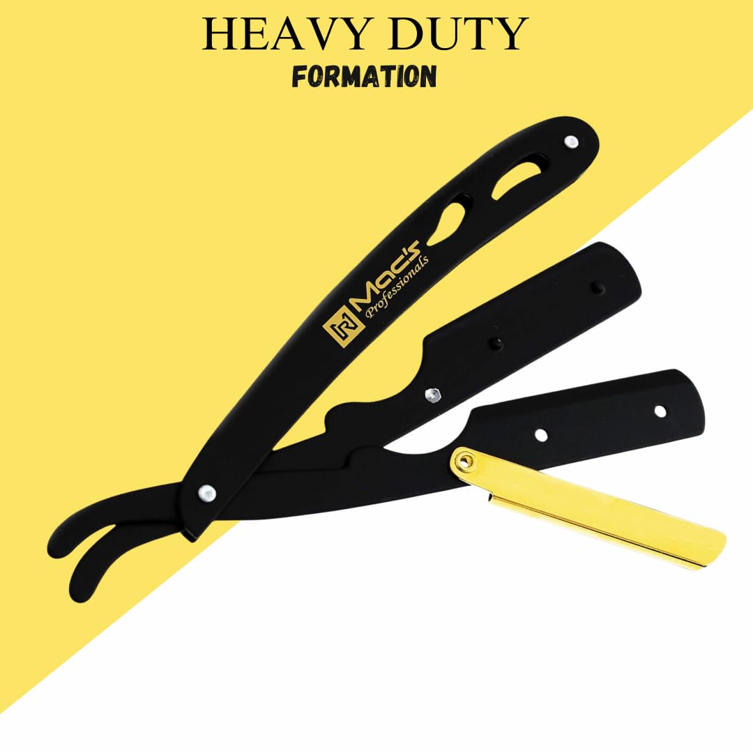 Professional B&G Straight Edge Shaving Razors,with Green Platinum Derby 100 Count Blades-Easy Blades Replacement Mechanism-100% Stainless Steel Macs-051BG1 (B & G with Green Platinum Blades)