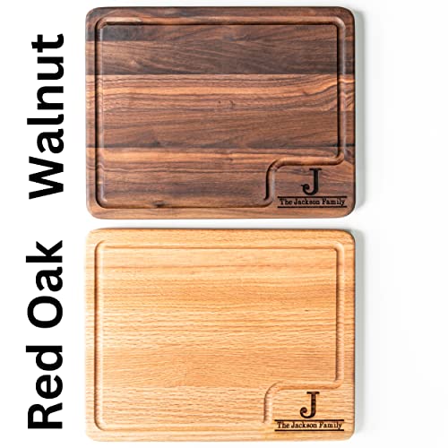Custom Cutting Boards Wood Engraved Cutting Board Personalized, USA Made - Thick Red Oak/Walnut Personalized Cutting Boards Wood Engraved, Handmade Cutting Boards