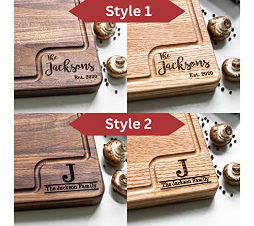 Custom Cutting Boards Wood Engraved Cutting Board Personalized, USA Made - Thick Red Oak/Walnut Personalized Cutting Boards Wood Engraved, Handmade Cutting Boards