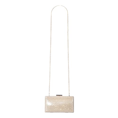 Evening Clutch Bag with Sparkling Glitter for Formal Wedding Graduation Party Elegant Crossbody Shoulder Handbag (Gold)