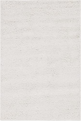 Rugs.com Zermatt Shag Collection Rug – 4' x 6' White Shag Rug Perfect for Entryways, Kitchens, Breakfast Nooks, Accent Pieces