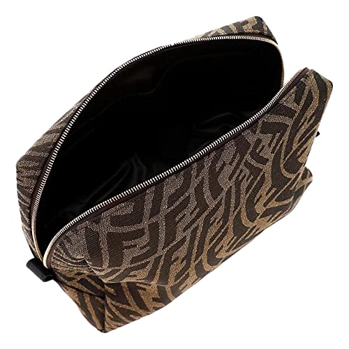 FENDI FF Vertigo Brown Coated Canvas Small Beauty Pouch 8N0179
