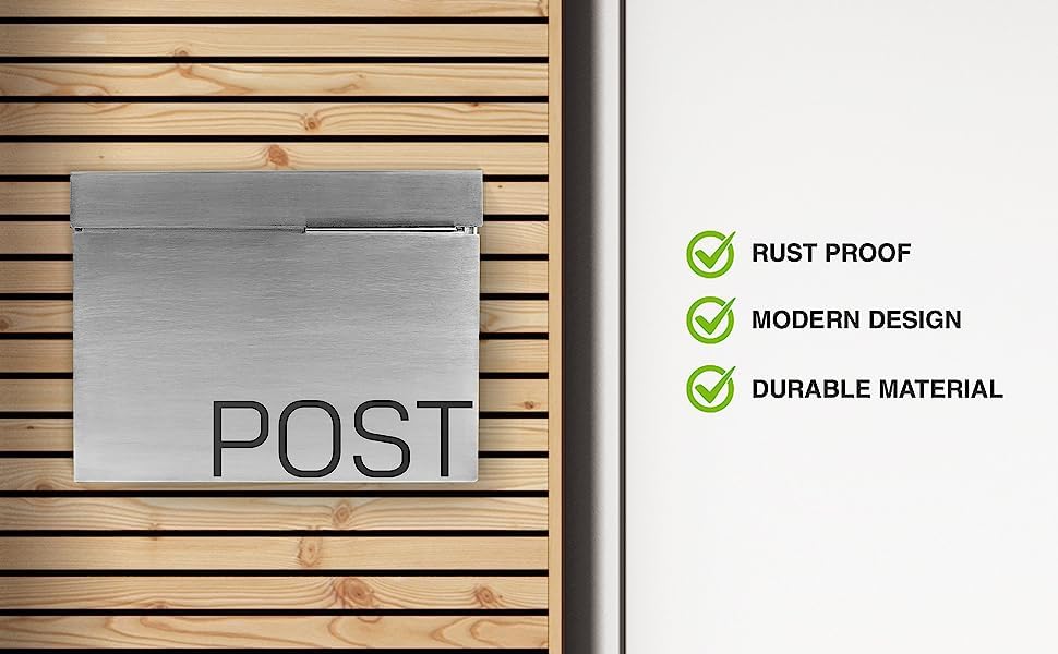 Stainless Steel Wall Mounted Mailbox, Custom Mailbox, Herman Mailbox by Movo Home (Large)