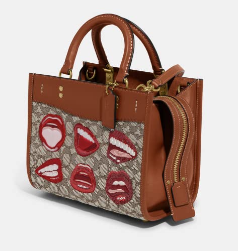 COACH Rogue 25 B4 Multi Lips Signature Jacquard (Brass/Cocoa Burnished Amb)