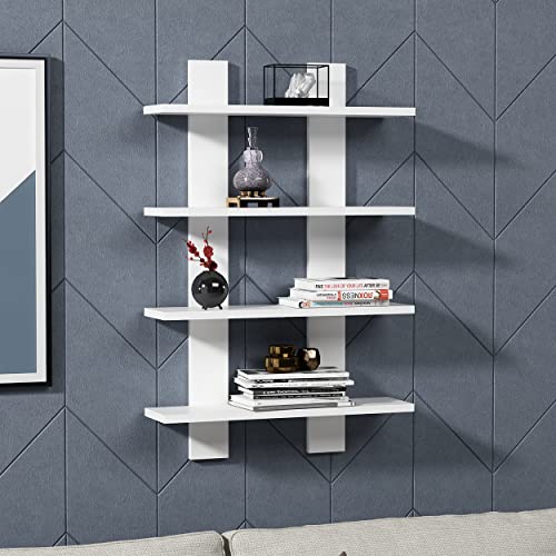 Bosfori Laurel Floating Wall Shelf, Floating Shelves, Utility Shelf, Wall Shelf, Modern Wall Shelves (White)