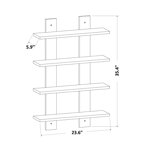 Bosfori Laurel Floating Wall Shelf, Floating Shelves, Utility Shelf, Wall Shelf, Modern Wall Shelves (White)