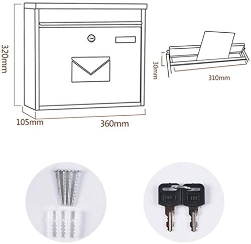 Mailboxes Letter Boxes Modern Simple Mailbox Outdoor Letter Box Rust & Weather Proof Vertical Wall Mount Locking Outside (Color : Silver, Size : Free Size)