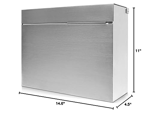 Stainless Steel Wall Mounted Mailbox, Custom Mailbox, Herman Mailbox by Movo Home (Large)