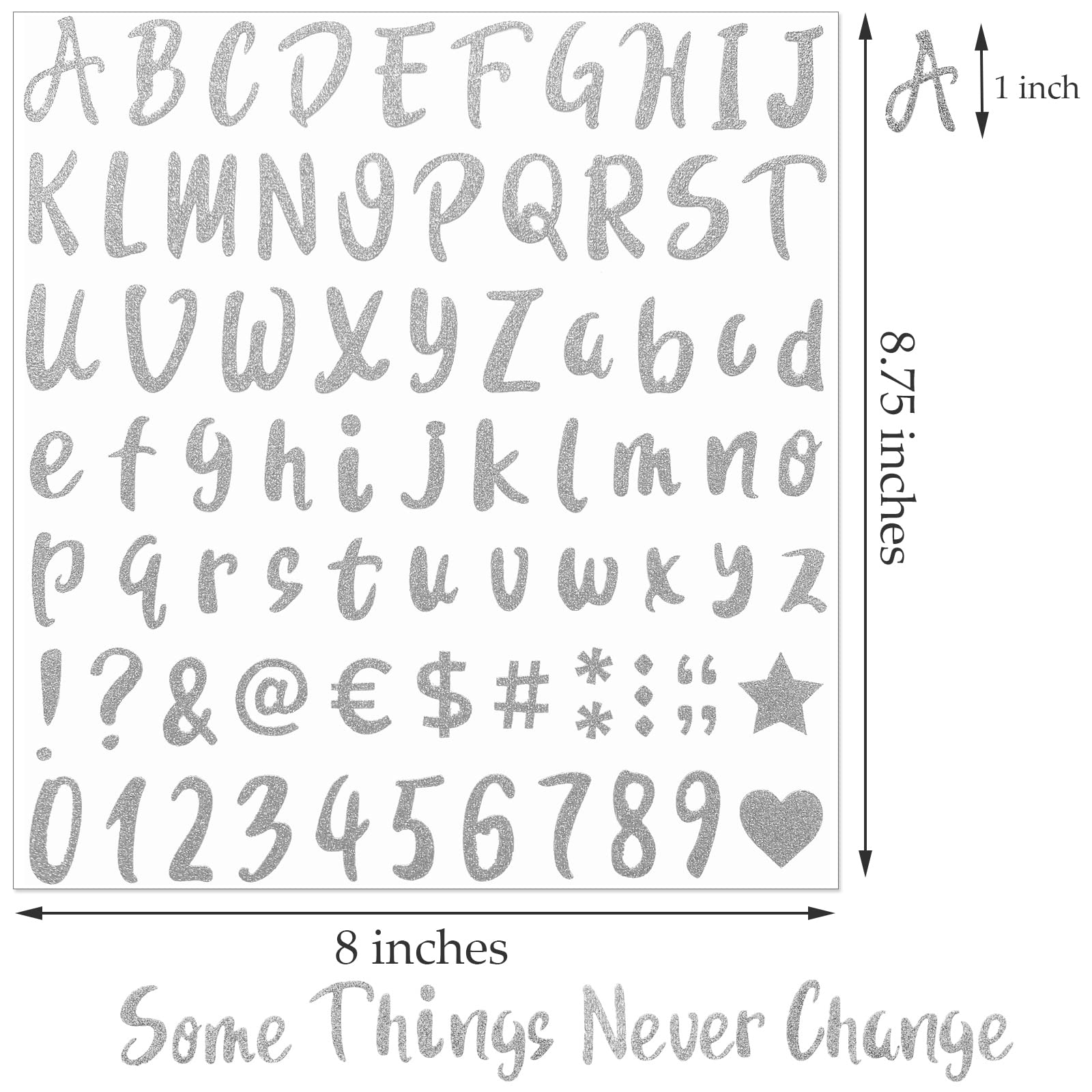 Waynoda 810 Pieces 10 Sheets Self-Adhesive Glitter Silver letter stickers, Alphabet Number Stickers, Decals for Sign, Mailbox, Notebook, Window, Classroom Decor, Door, Business, Address Number (1 Inch)